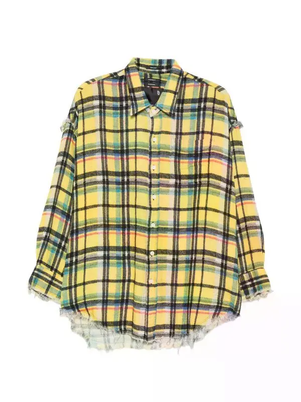 R13 Fringed Checked Shirt - Yellow