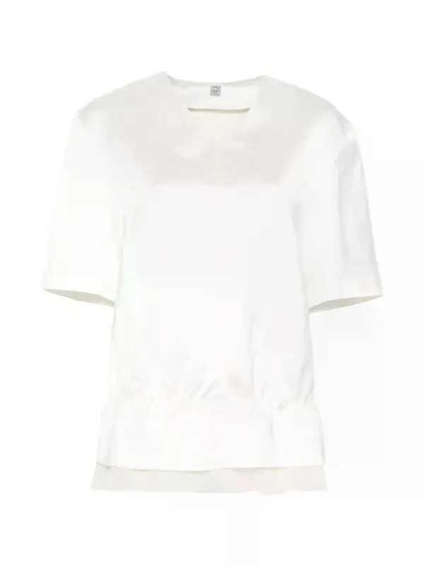 TOTEME Satin V-neck Top - Neutrals