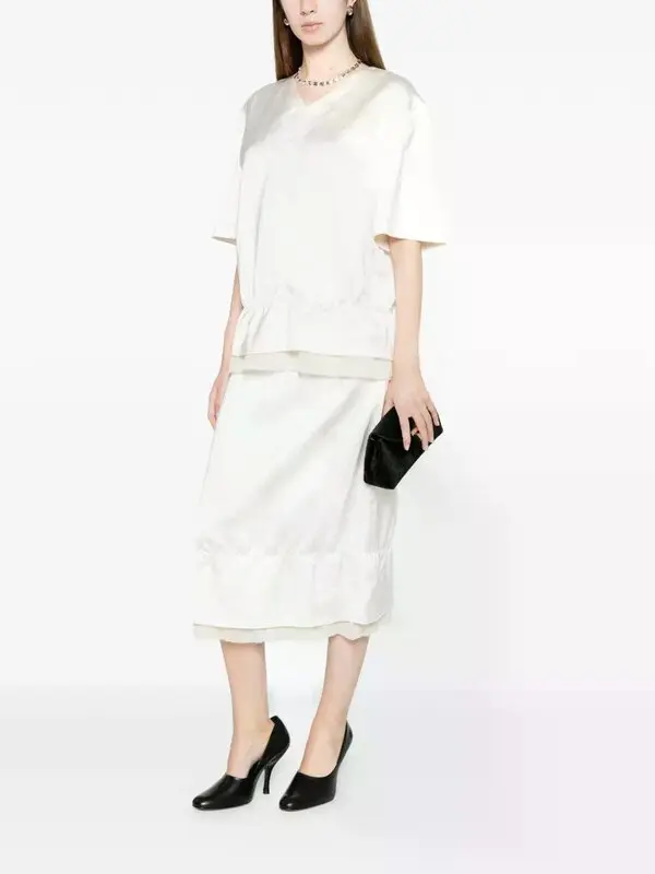 TOTEME Satin V-neck Top - Neutrals