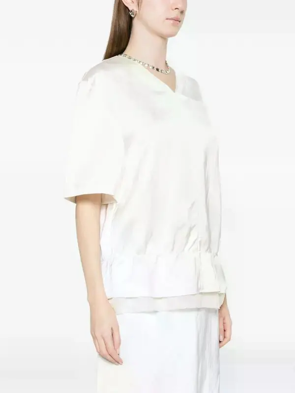 TOTEME Satin V-neck Top - Neutrals