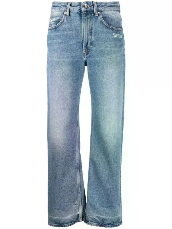 Off-White Straight-leg Jeans With Logo Patch