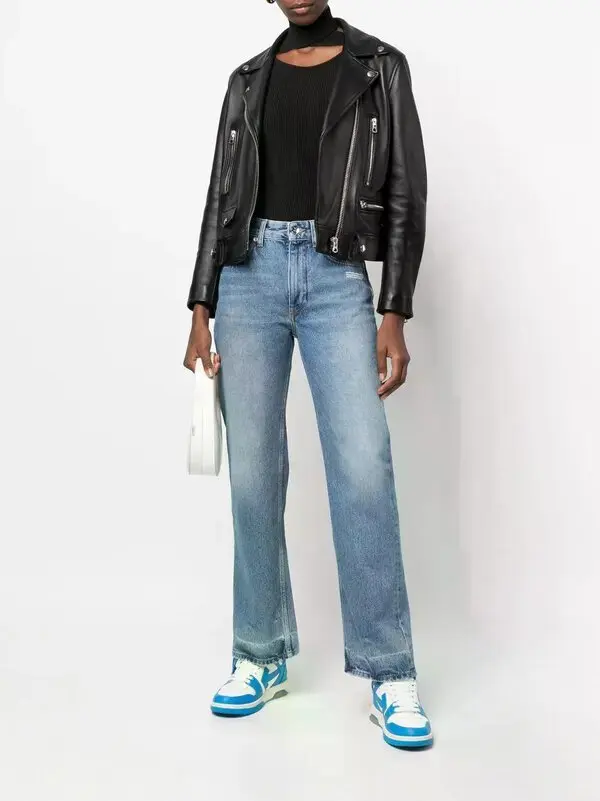 Off-White Straight-leg Jeans With Logo Patch