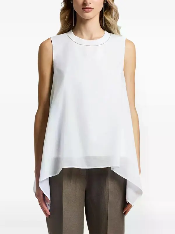 Peserico Asymmetric Embellished Top - White