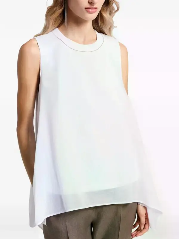 Peserico Asymmetric Embellished Top - White