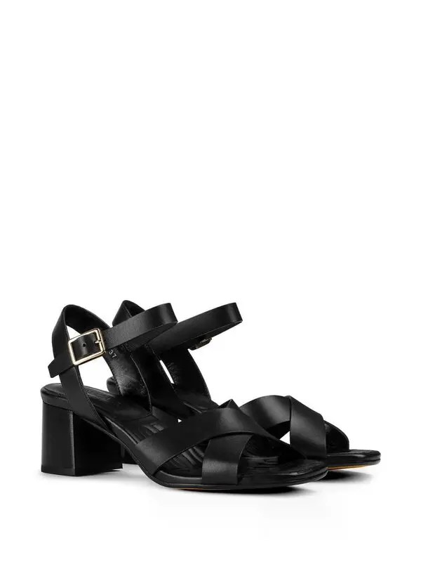 DOUCAL'S Cross-strap Leather Sandals - Black