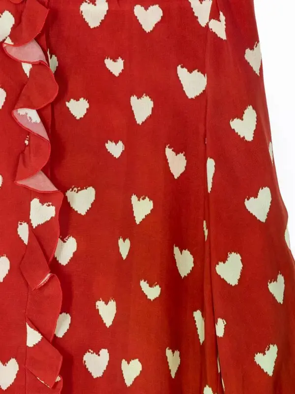 R13 Heart Print Ruffle Blouse