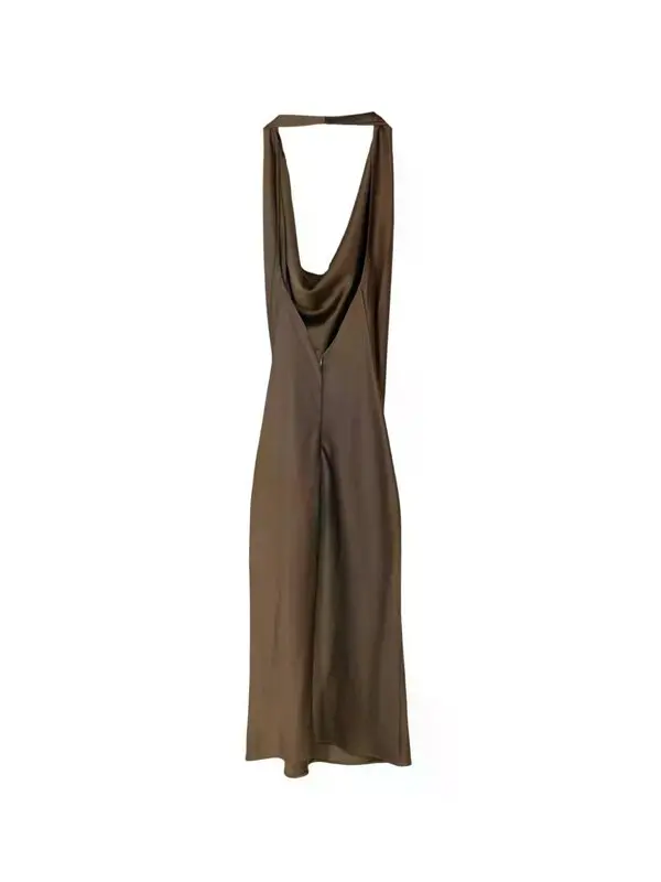 Alejandra Alonso Rojas Draped Halter Midi Dress - Brown