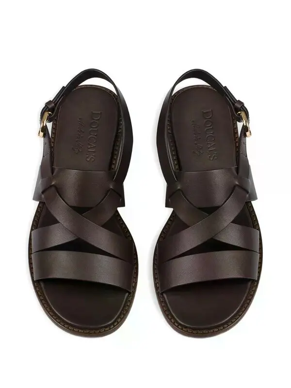 DOUCAL'S Leather Multi-strap Sandals - Brown