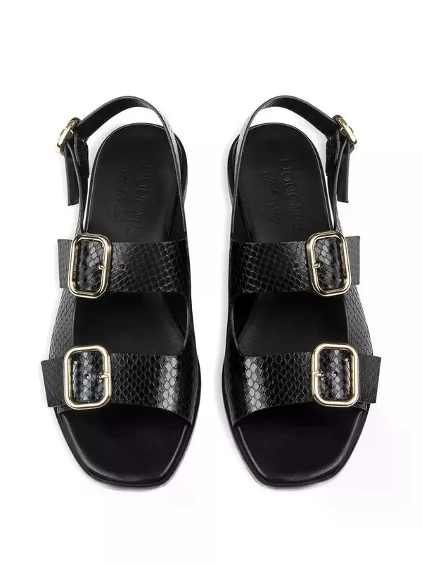 DOUCAL'S Python-printed Leather Sandals - Black