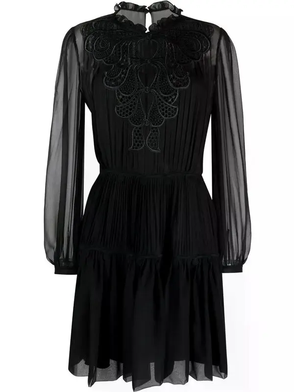 Alberta Ferretti Long-sleeve Silk Shift Dress