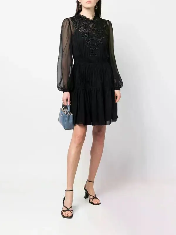 Alberta Ferretti Long-sleeve Silk Shift Dress