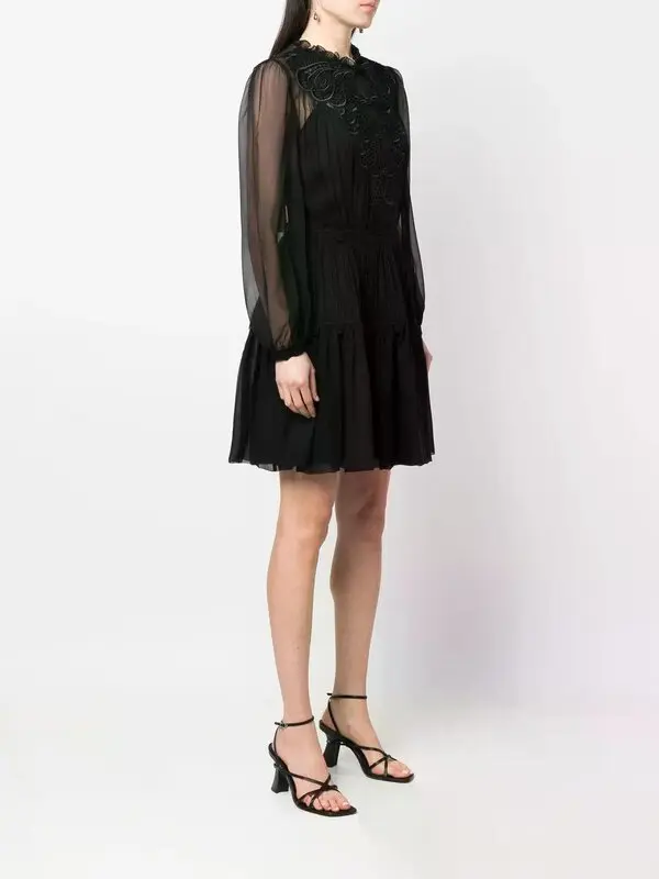 Alberta Ferretti Long-sleeve Silk Shift Dress