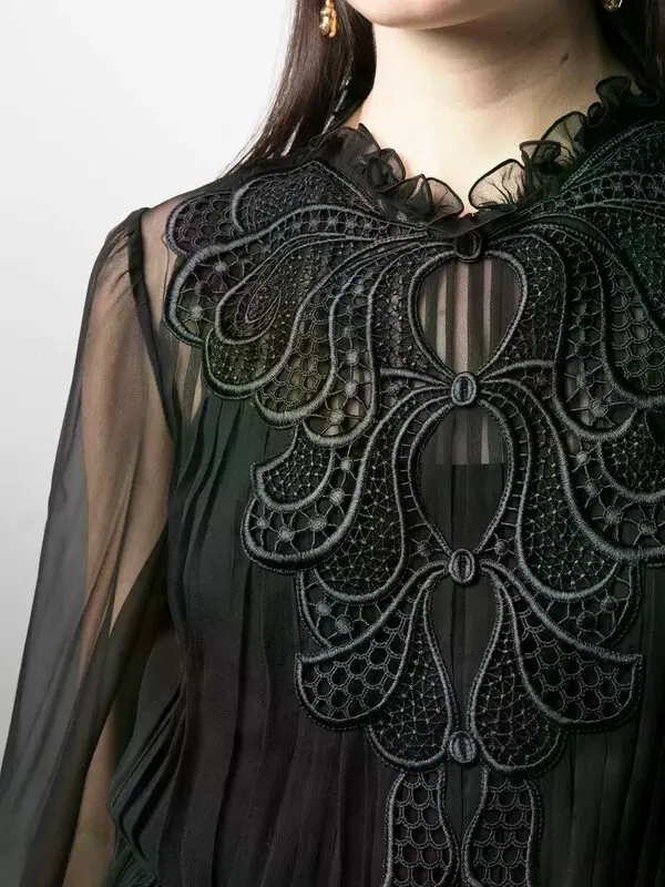 Alberta Ferretti Long-sleeve Silk Shift Dress