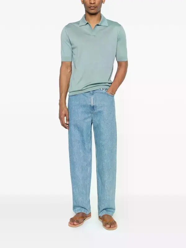 LARDINI V-neck Short-sleeve T-shirt - Blue