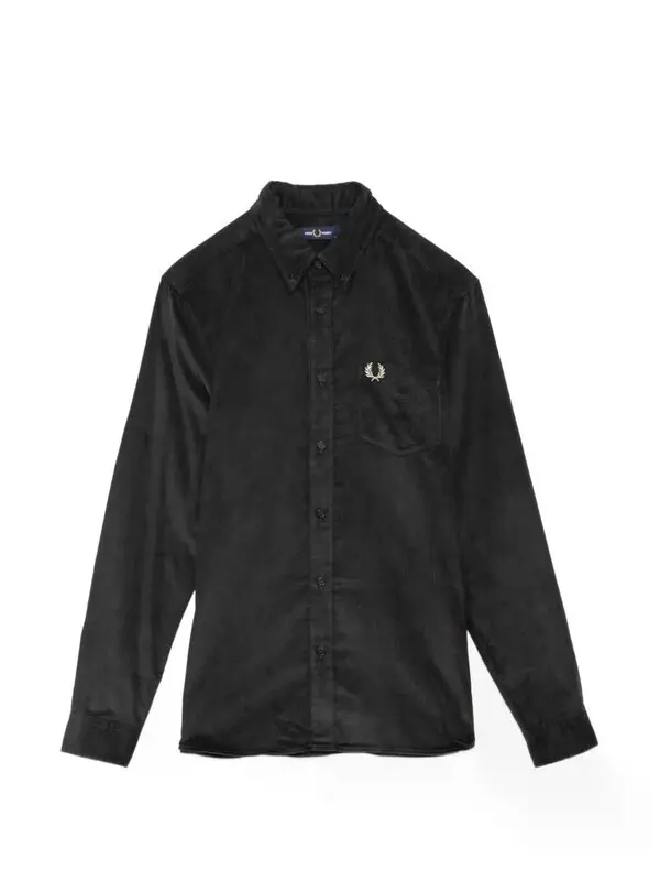 Fred Perry Logo-embroidered Corduroy Shirt - Grey