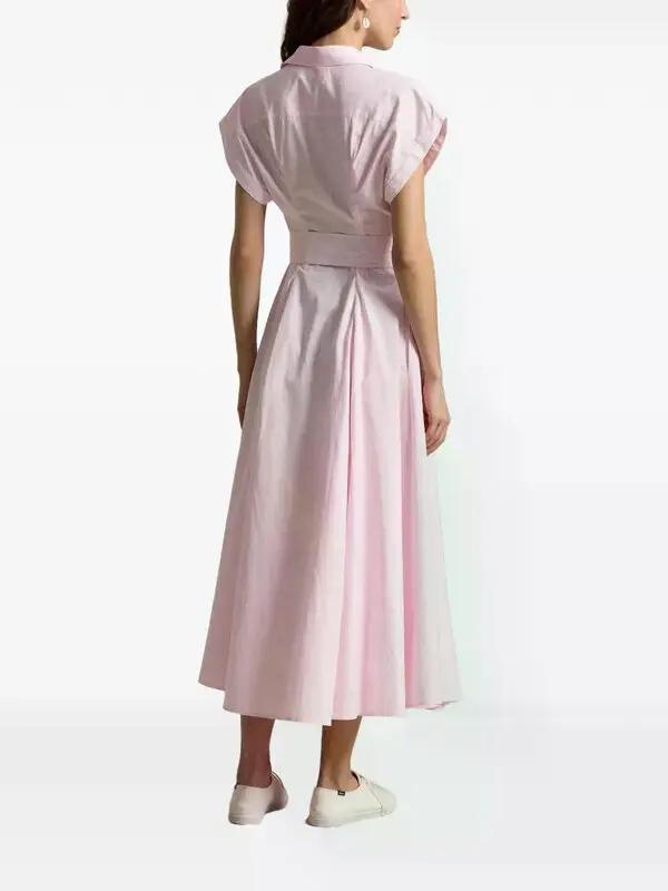 Polo Ralph Lauren Striped A-line Shirtdress With Self-belt - Pink