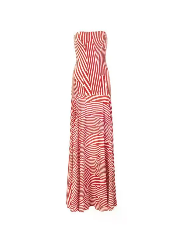 Silvia Tcherassi Muriel Striped Strapless Maxi Dress - Red
