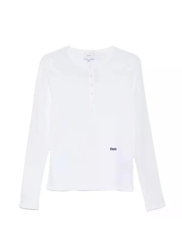 Rhude Button-up Long-sleeve T-shirt - White