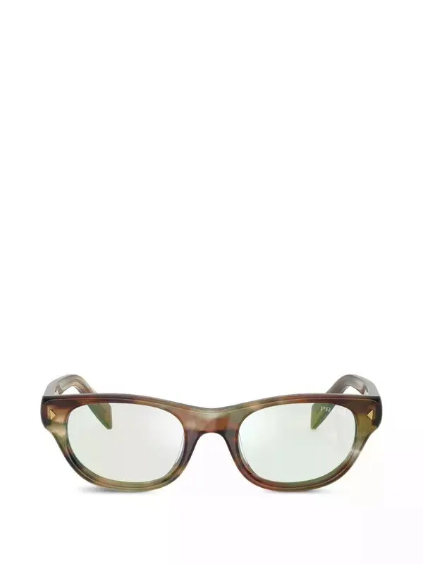 Prada Triangle Stud Oval Sunglasses - Brown