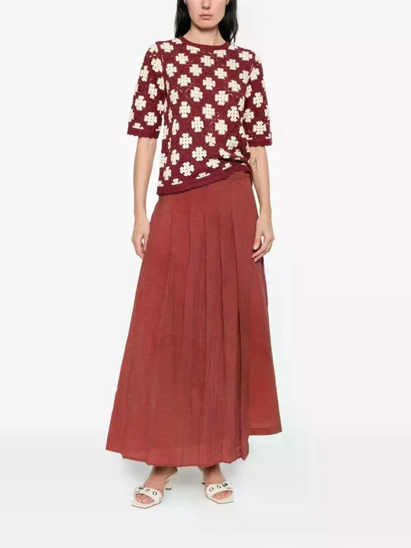 YERSE Floral Crochet Knit Top