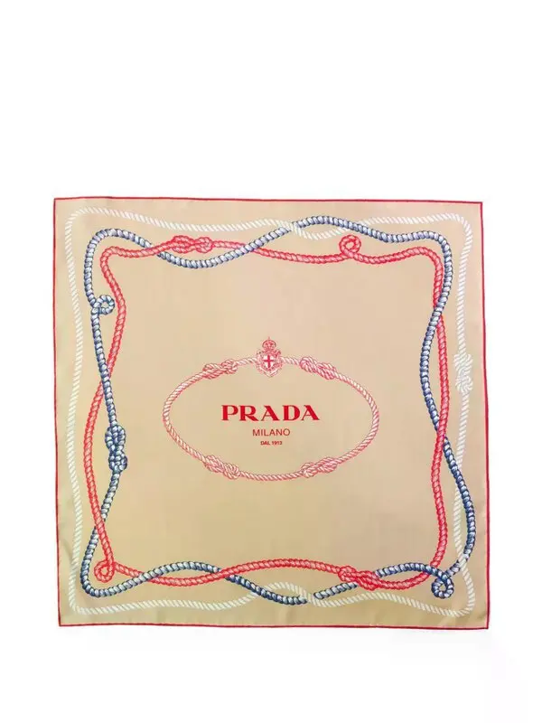 Prada Printed Silk Twill Scarf 55 - Neutrals