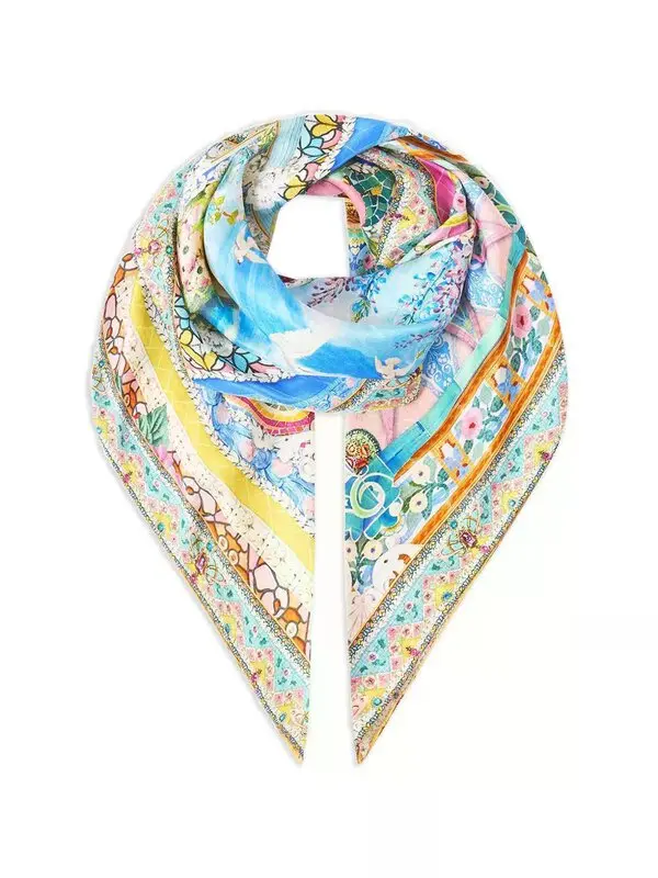 Camilla Large Navás Nouveau Crystal-embellishment Scarf - Blue
