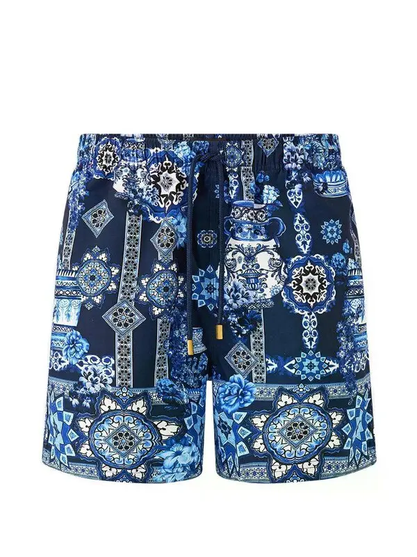 Camilla Floral Print Swim Shorts - Blue