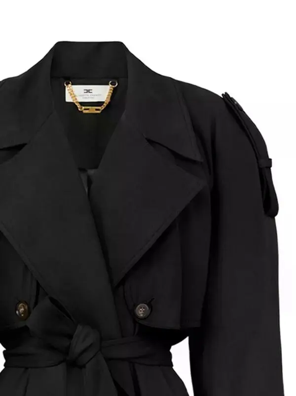 Elisabetta Franchi Structured Shoulder Belted Trench Coat