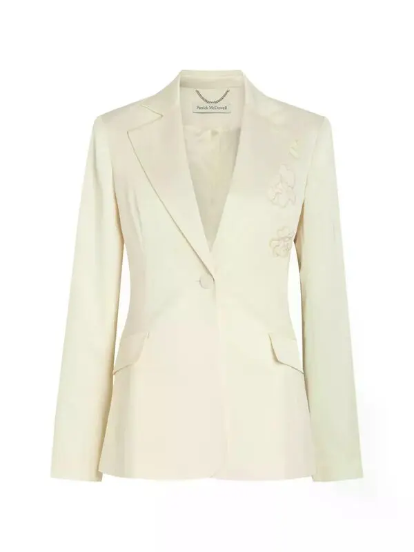PATRICK ASSARAF Floral-embroidered Single-breasted Blazer