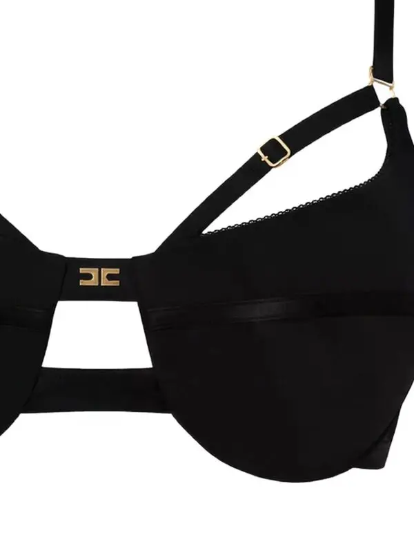 Elisabetta Franchi Bra In Lightweight Crêpe And Tulle Fabrics - Black