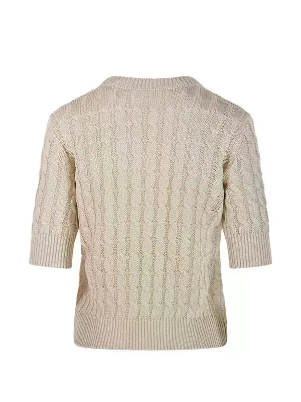 Max Mara Cable Knit Short-sleeve Sweater - Neutrals