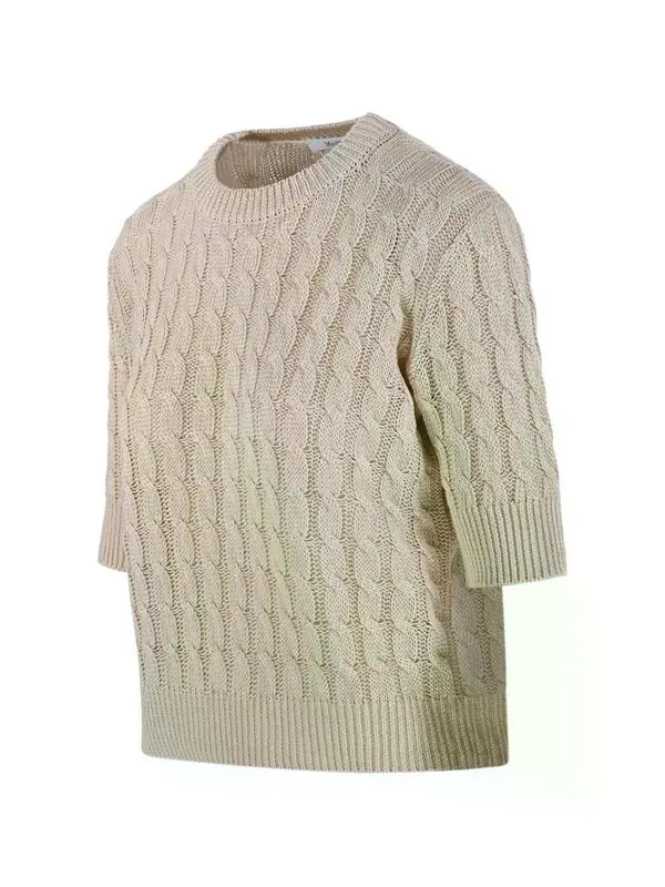 Max Mara Cable Knit Short-sleeve Sweater - Neutrals
