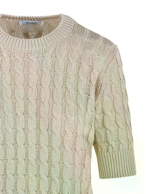 Max Mara Cable Knit Short-sleeve Sweater - Neutrals