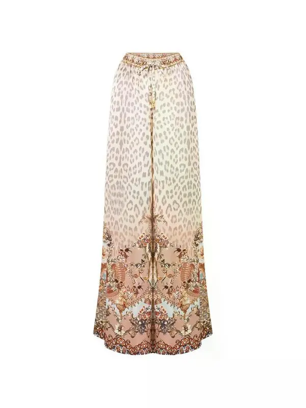 Camilla Animal-print Wide Leg Trousers - Neutrals