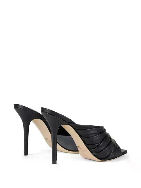 Elisabetta Franchi Gathered Leather Stiletto Heeled Sandals - Black