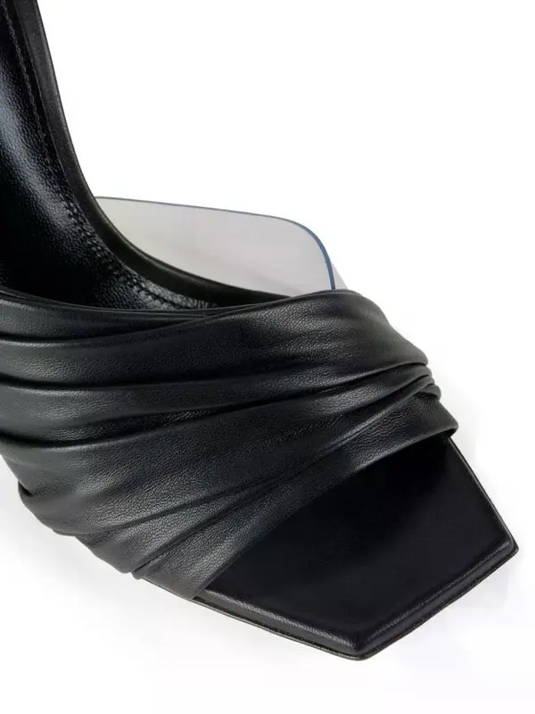 Elisabetta Franchi Gathered Leather Stiletto Heeled Sandals - Black