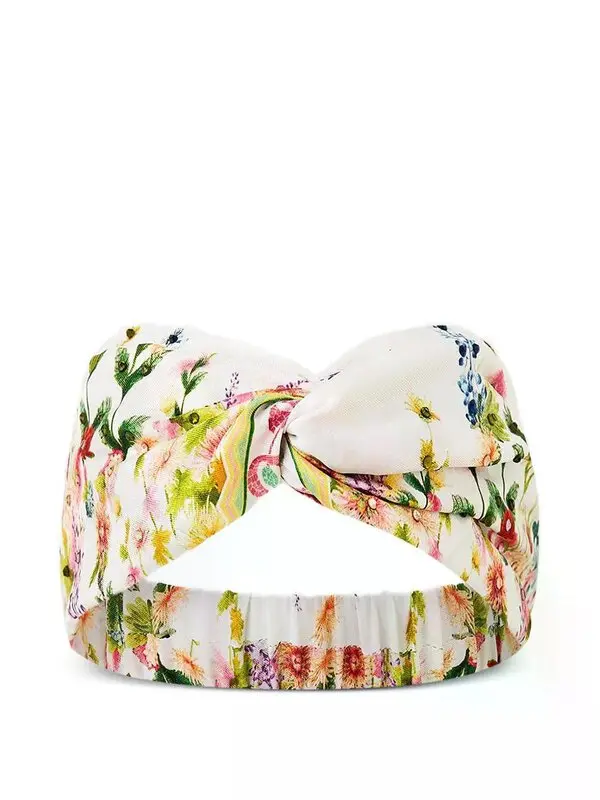Camilla Twisted Floral Headband - White