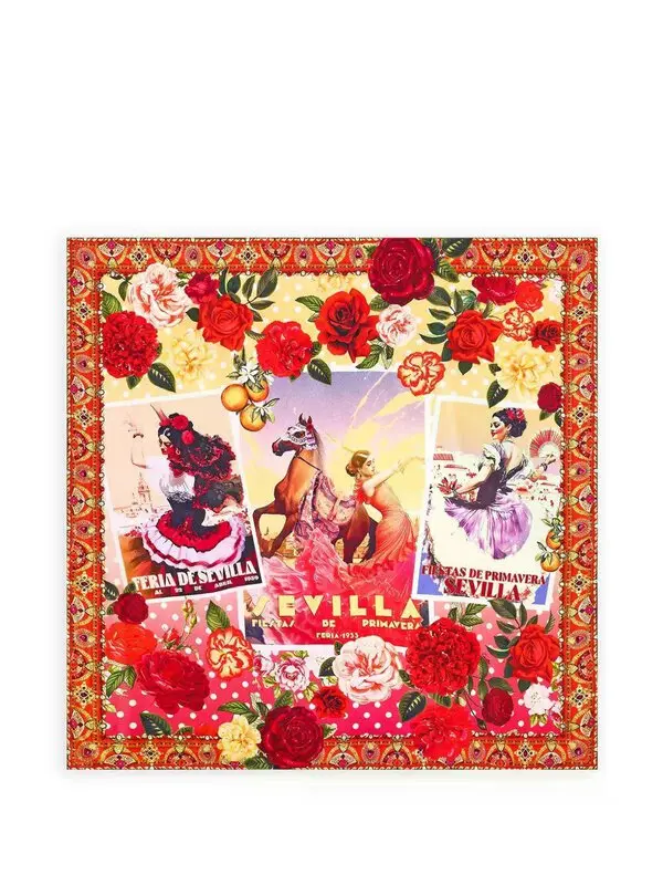 Camilla Large Olé Olé Square Scarf - Red