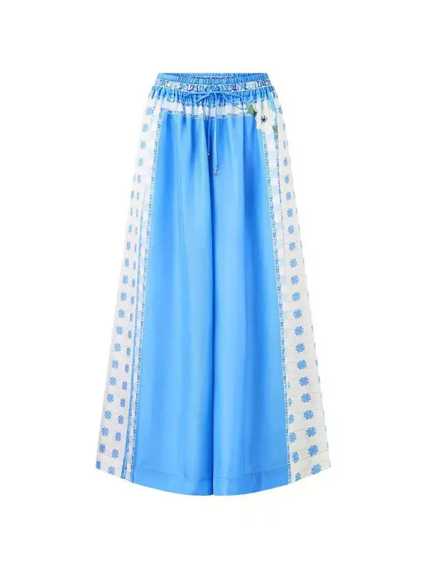 Camilla Printed Wide-leg Trousers - Blue