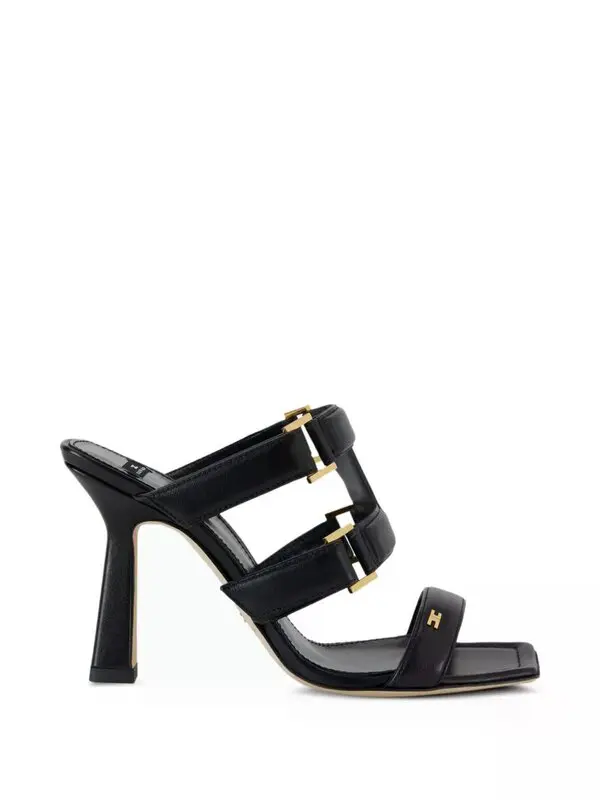 Elisabetta Franchi Nappa Leather Heeled Sandals With Gold-tone Hardware