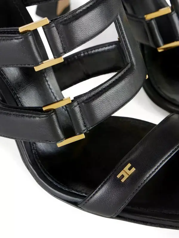 Elisabetta Franchi Nappa Leather Heeled Sandals With Gold-tone Hardware