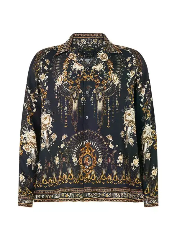 Camilla Long-sleeve Camp-collar Shirt - Black