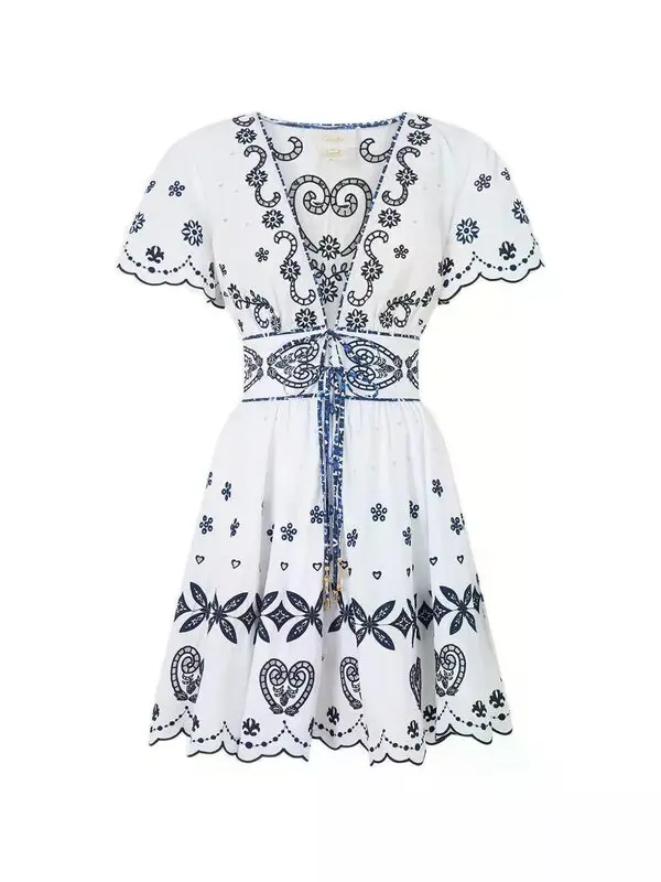 Camilla Mini V-neck Dress With Ties
