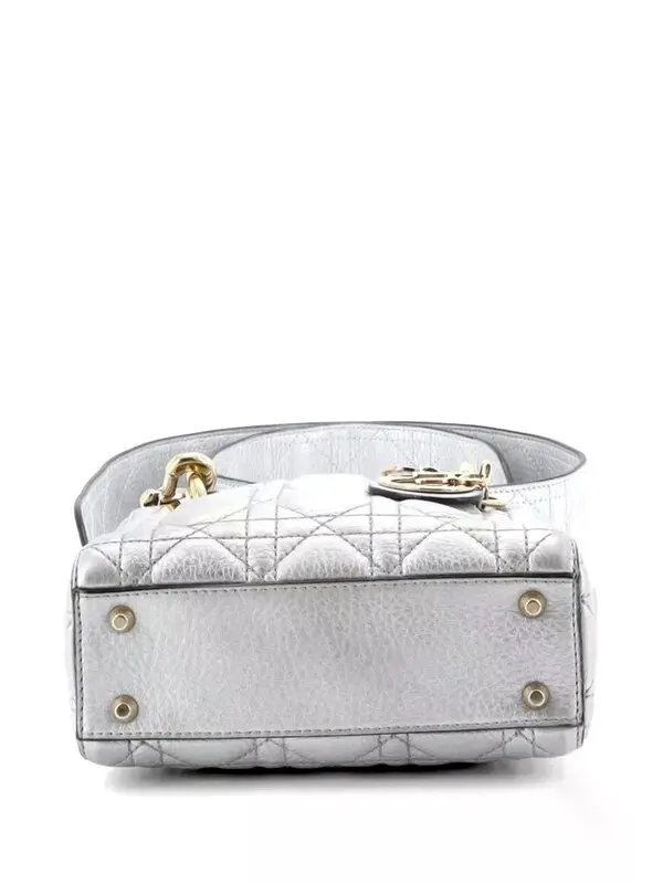 Dior Lady Cannage Quilt Lambskin Mini Satchel - Silver