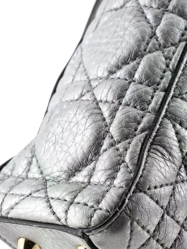 Dior Lady Cannage Quilt Lambskin Mini Satchel - Silver