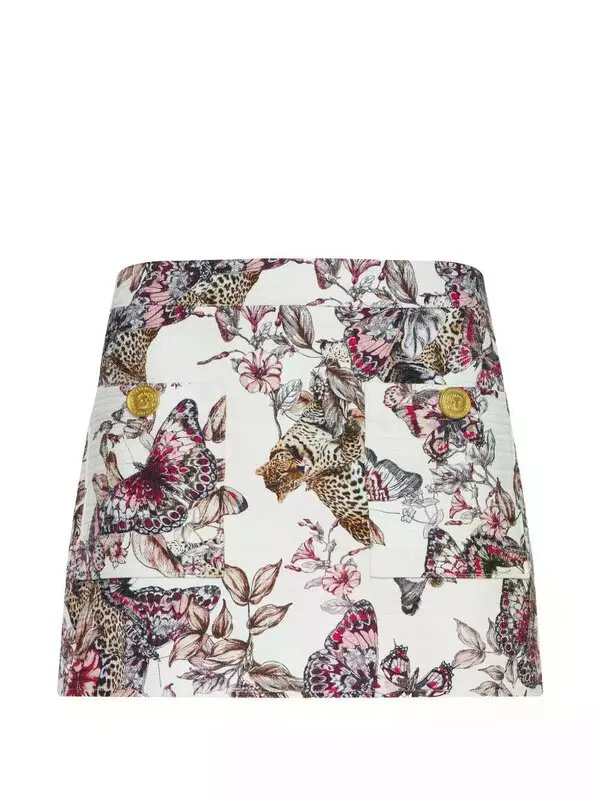 L'Agence Cyra Butterfly-print Mini Skirt