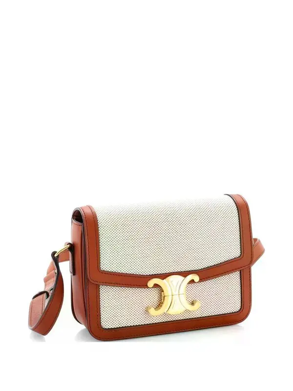 Celine Triomphe Teen Crossbody Bag Canvas With Leather - Brown