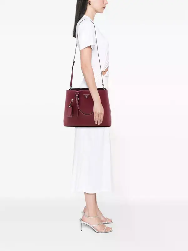 Prada Medium Saffiano Cuir Double Handle Satchel - Red