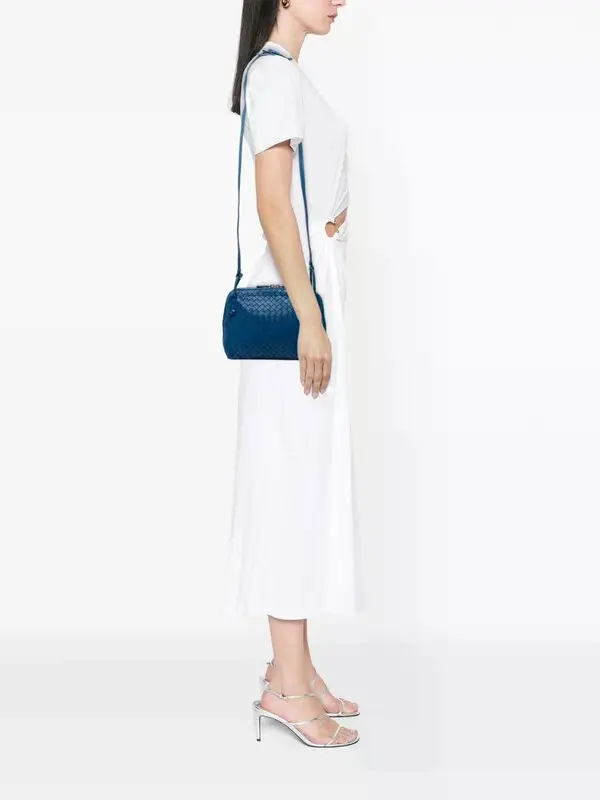 Bottega Veneta Nappa Intrecciato Nodini Crossbody Bag - Blue