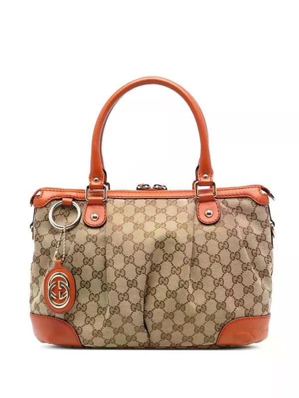 Gucci Gg Canvas Sukey Satchel - Orange